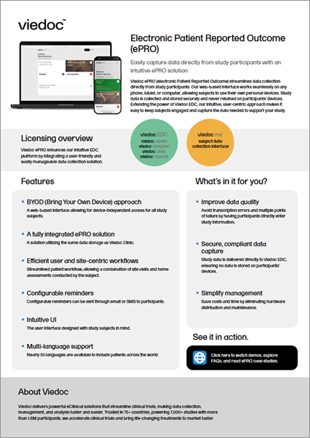 ePRO clinical trial software | eCOA software | Viedoc