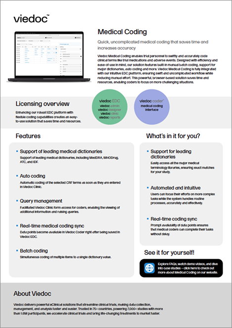 Medical coding software for clinical trials | Viedoc