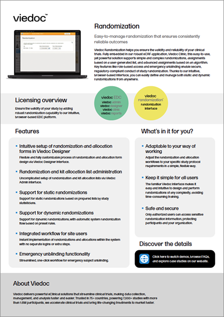 Clinical Trial Randomization Software Viedoc